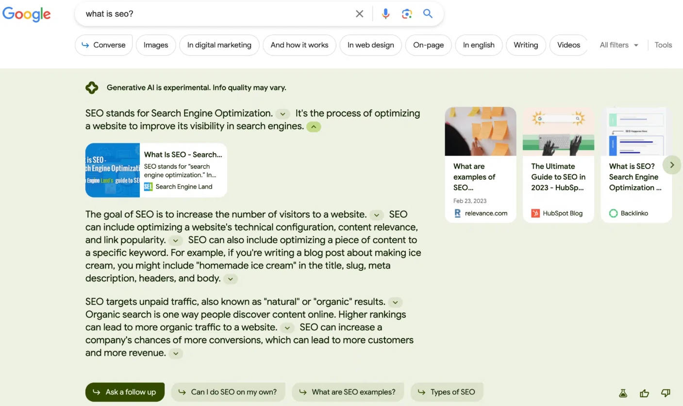 Google Search Generative Experience (SGE)